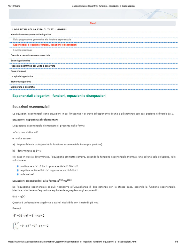Esponenziali e Logaritmi - Funzioni, Equazioni e Disequazioni | PDF