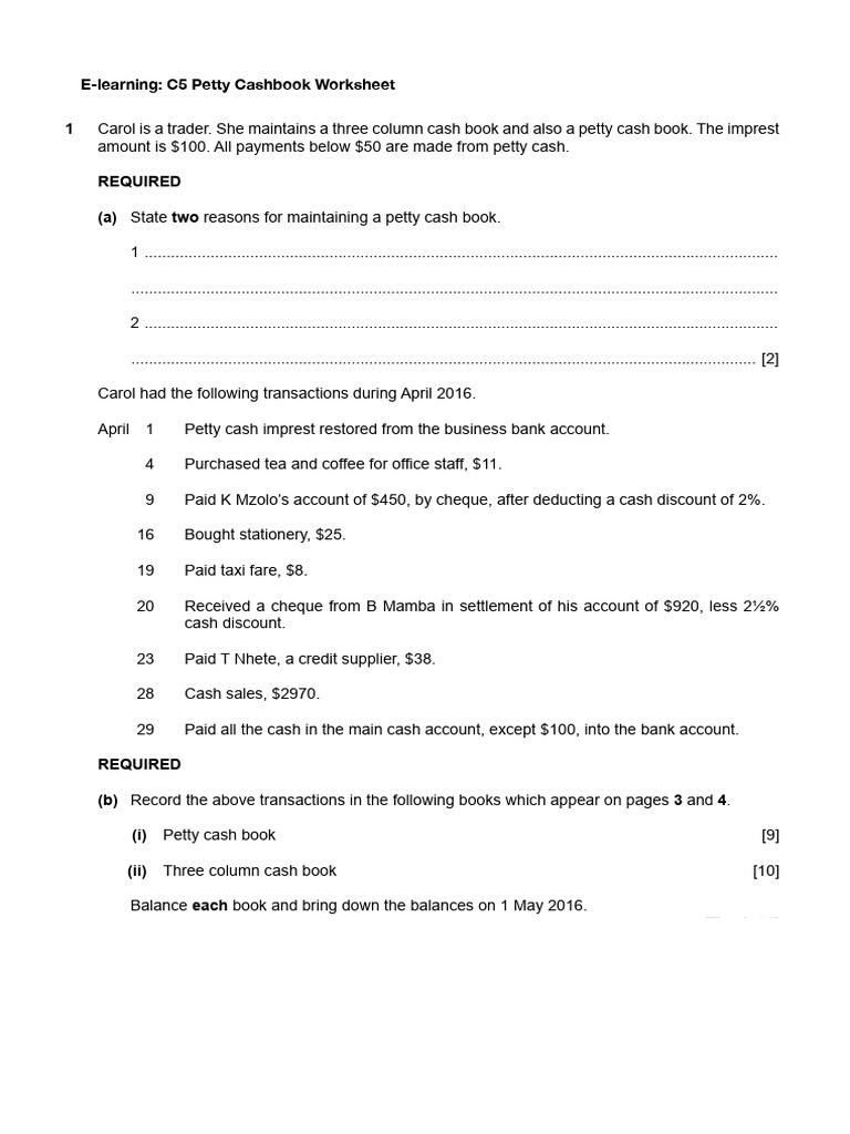 Worksheet 1 Accounting | PDF