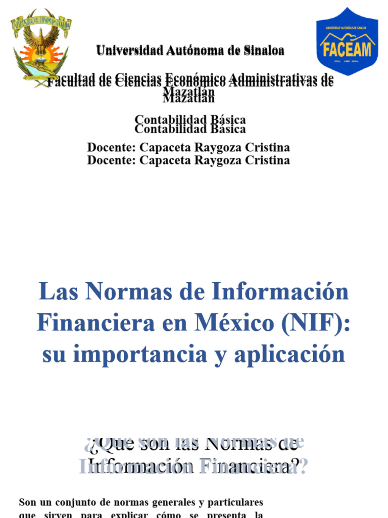 Las Normas de Información Financiera en México NIF, Su Importancia y ...