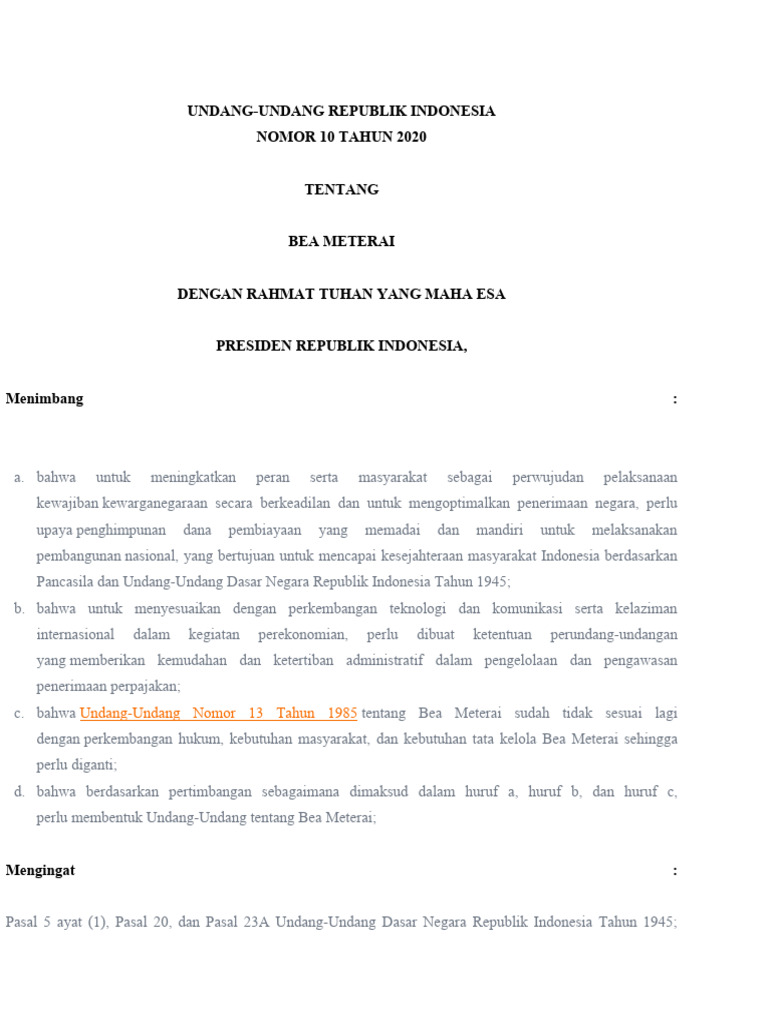 Bea Materai | PDF | Pengelolaan Keuangan & Uang | Ilmu Sosial