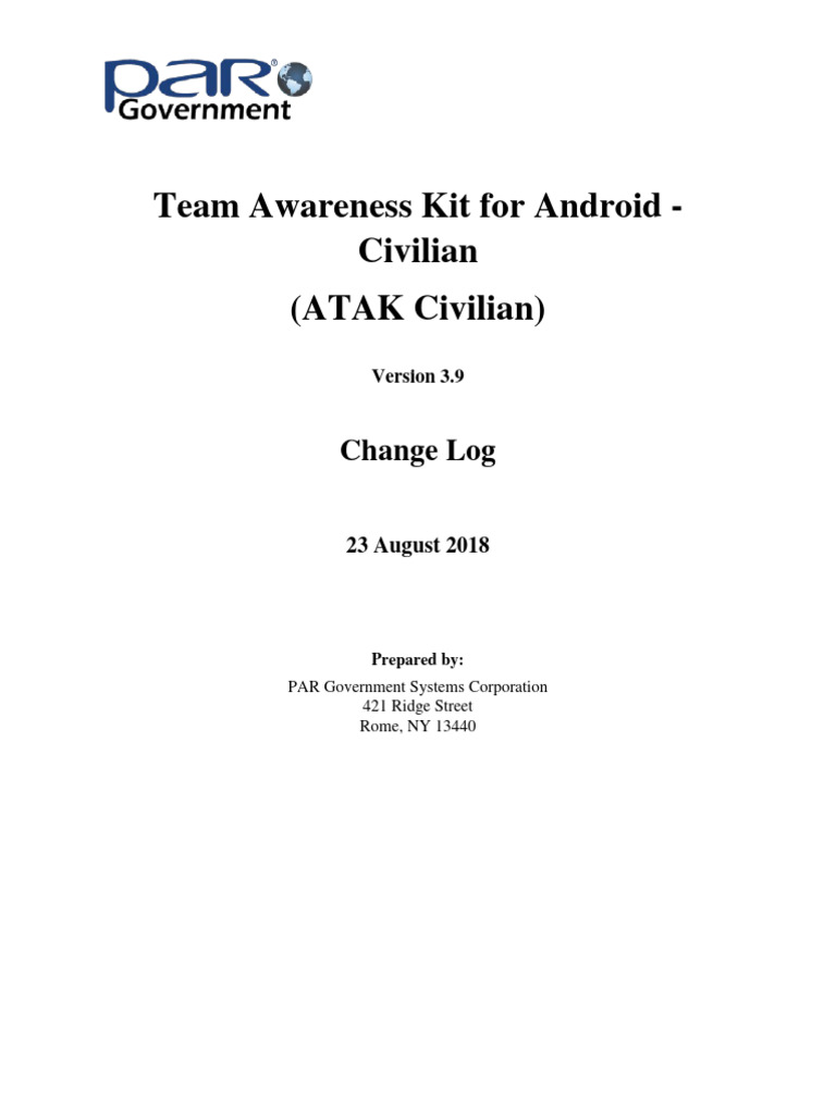 ATAK CIV 3.9 Change Log | PDF