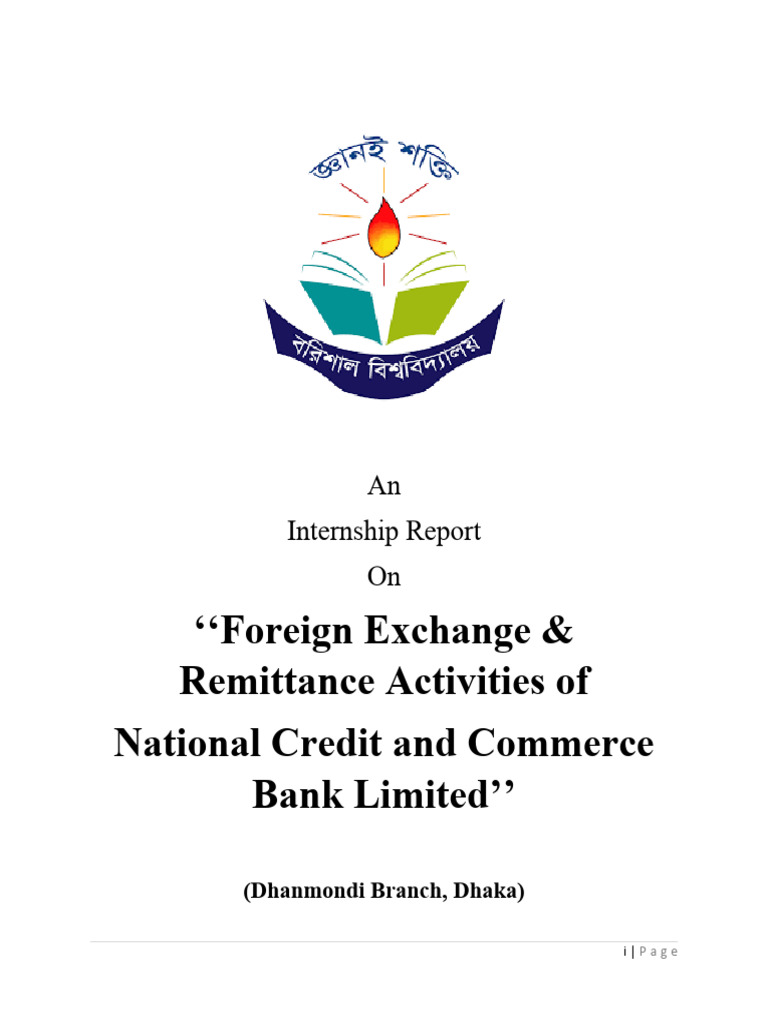 Internship Report of NCC Bank Foreign Exchange | PDF | Banks | Credit