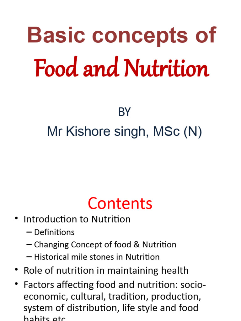 Basic Concepts of Food and Nutrition | PDF