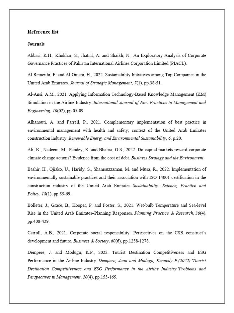 Reference List | PDF | Corporate Social Responsibility | United Arab ...
