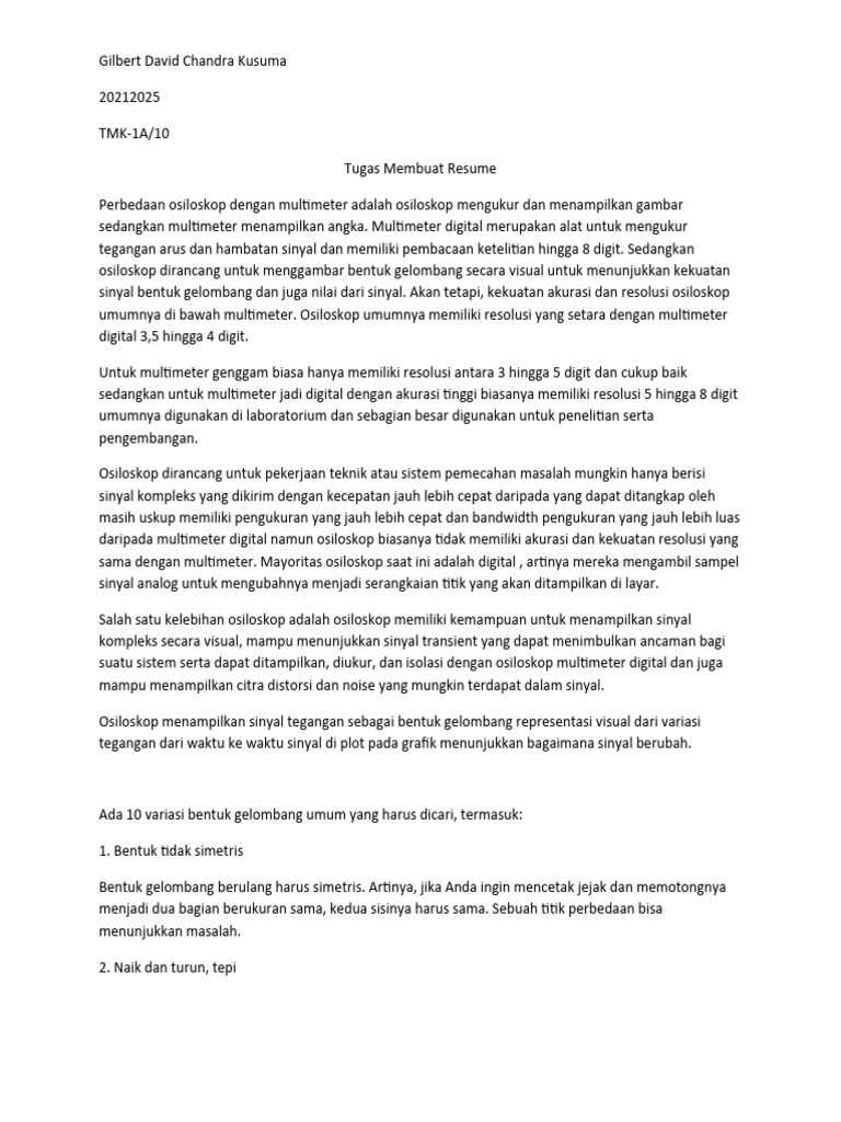 Resume Osiloskop 20212025 Tmk-1a 10 Gilbert David | PDF