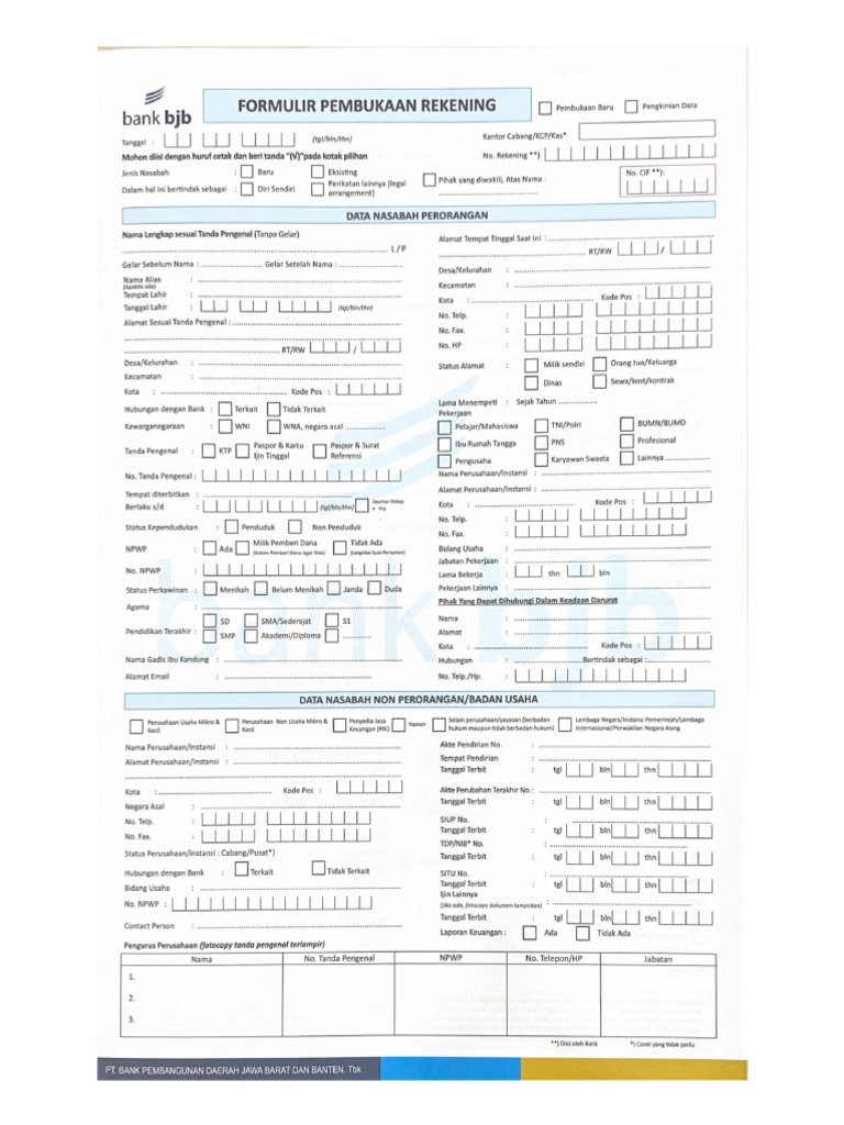 Formulir Pembukaan Rekening | PDF