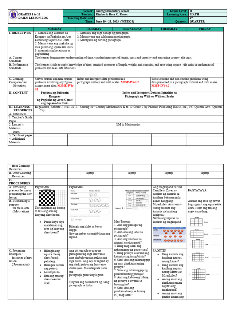 DLL - Math 2 - Q4 - W8 | PDF