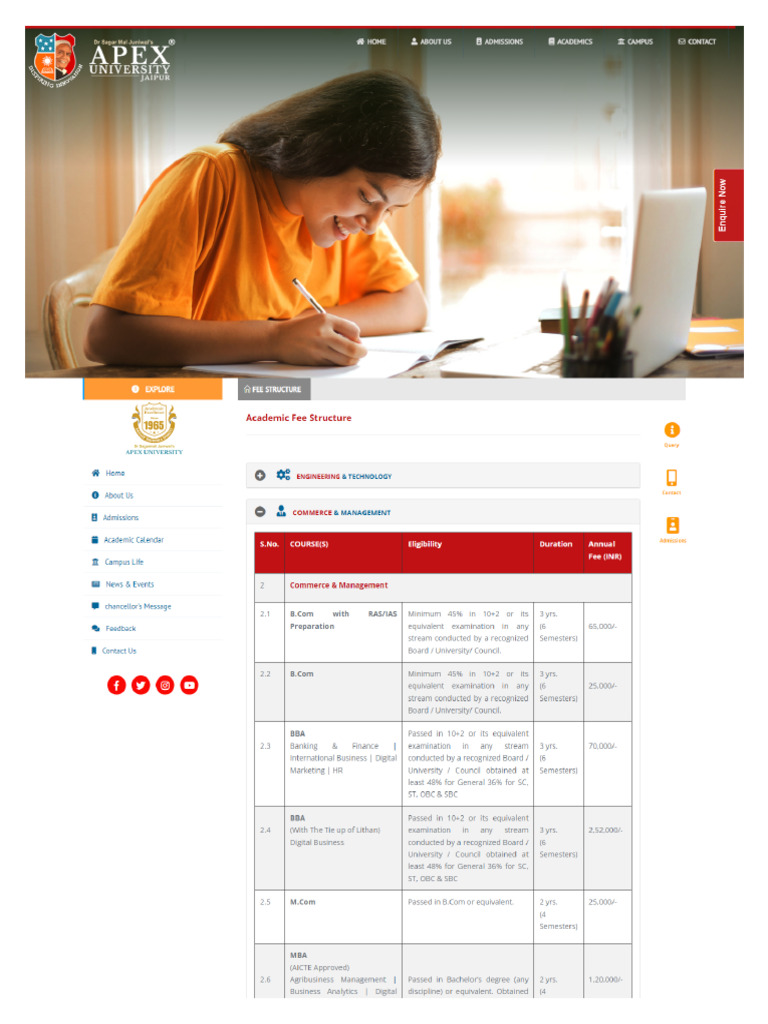 Apex University Fee | PDF