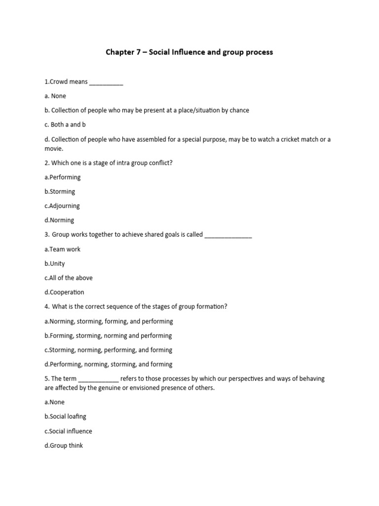 Psychology Chapter 7 Question Bank | PDF | Organizational Behavior ...