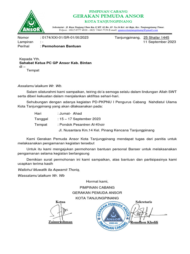 Permohonan Bantuan Personil.docx | PDF