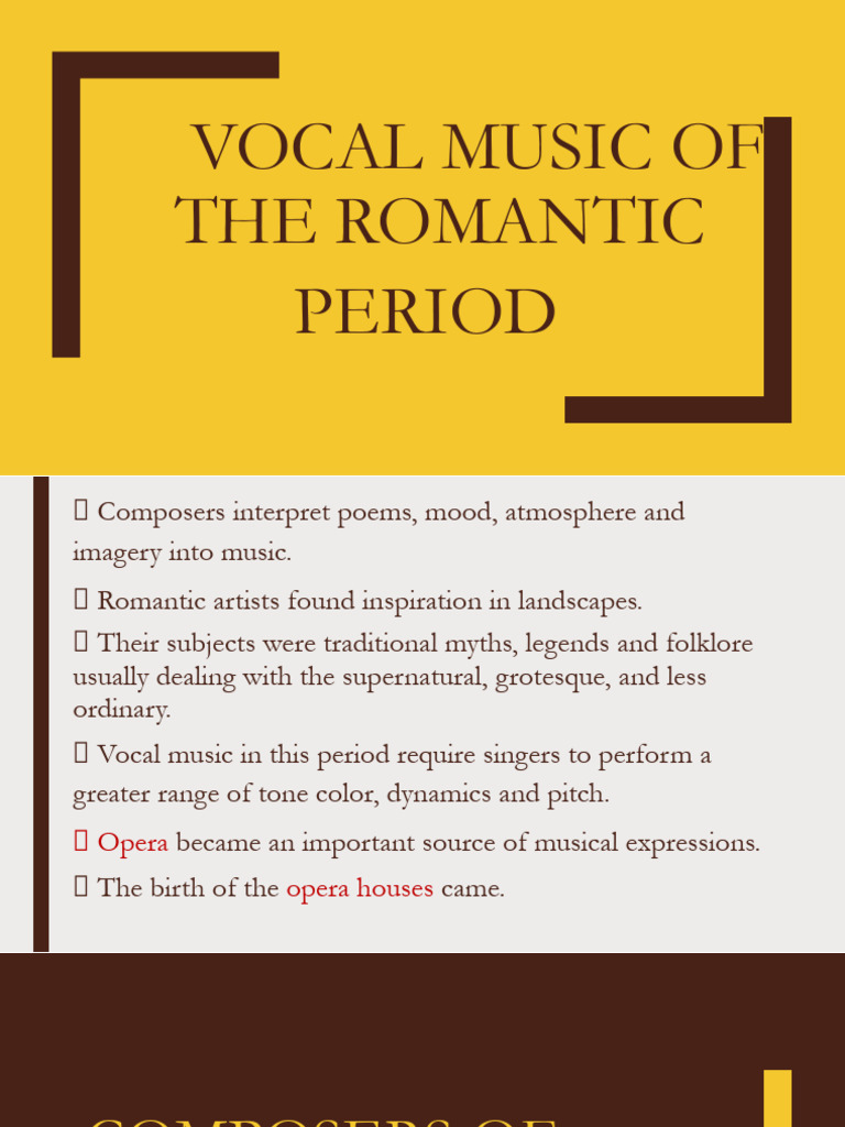 Vocal Music in the Romantic Period | PDF | Singing | Opera