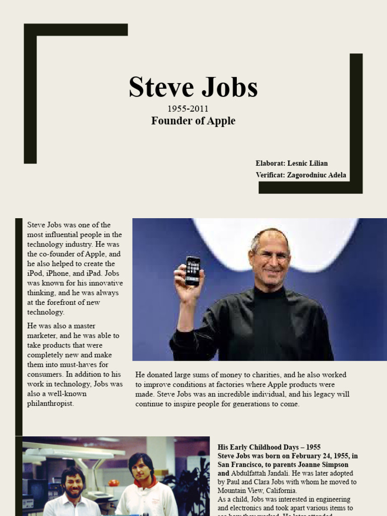 Presentation Steve Jobs | PDF | Steve Jobs | Apple Inc.