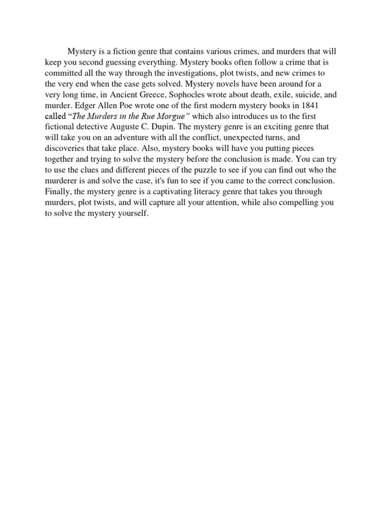 Mystery Genre | PDF | Mystery, Thriller & Crime Fiction | Young Adult