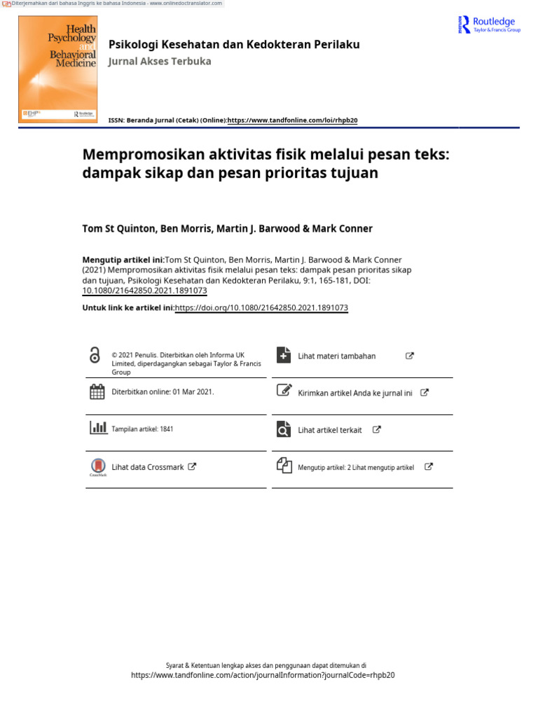 Promoting Physical Activity Through Text Messages The Impact of Attitude and Goal Priority ...