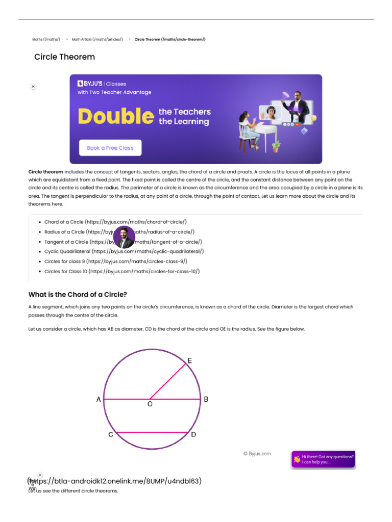 Class 9 Circle Theorems Overview | PDF | Circle | Perpendicular