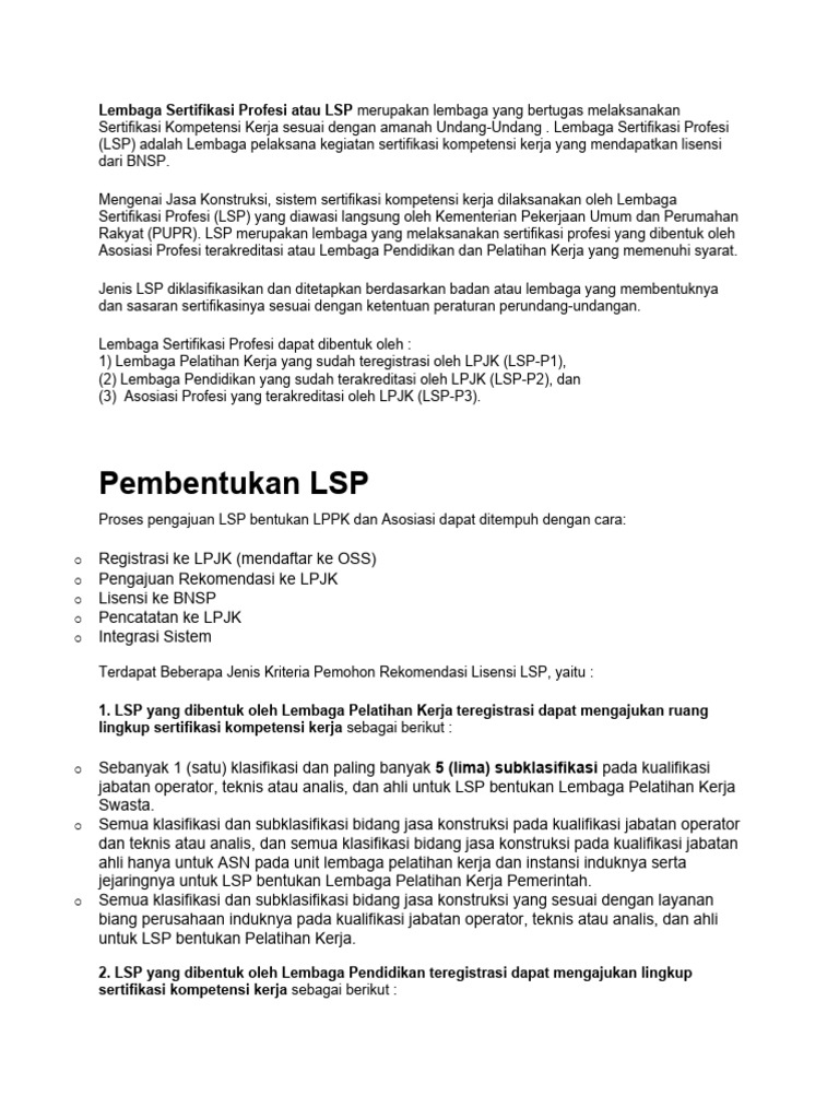 Lembaga Sertifikasi Profesi Atau LSP | PDF
