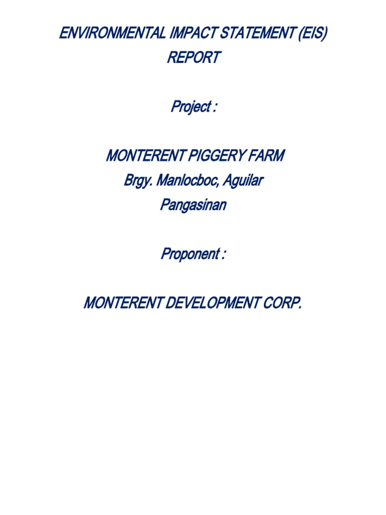 Environmental Impact Statement (Eis) Project: Monterent Piggery Farm ...