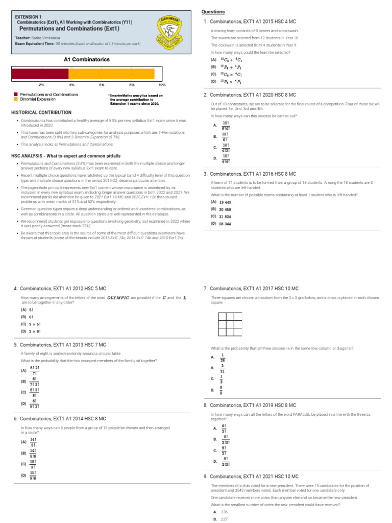 SM Combinatorics | PDF | Mathematics | Discrete Mathematics