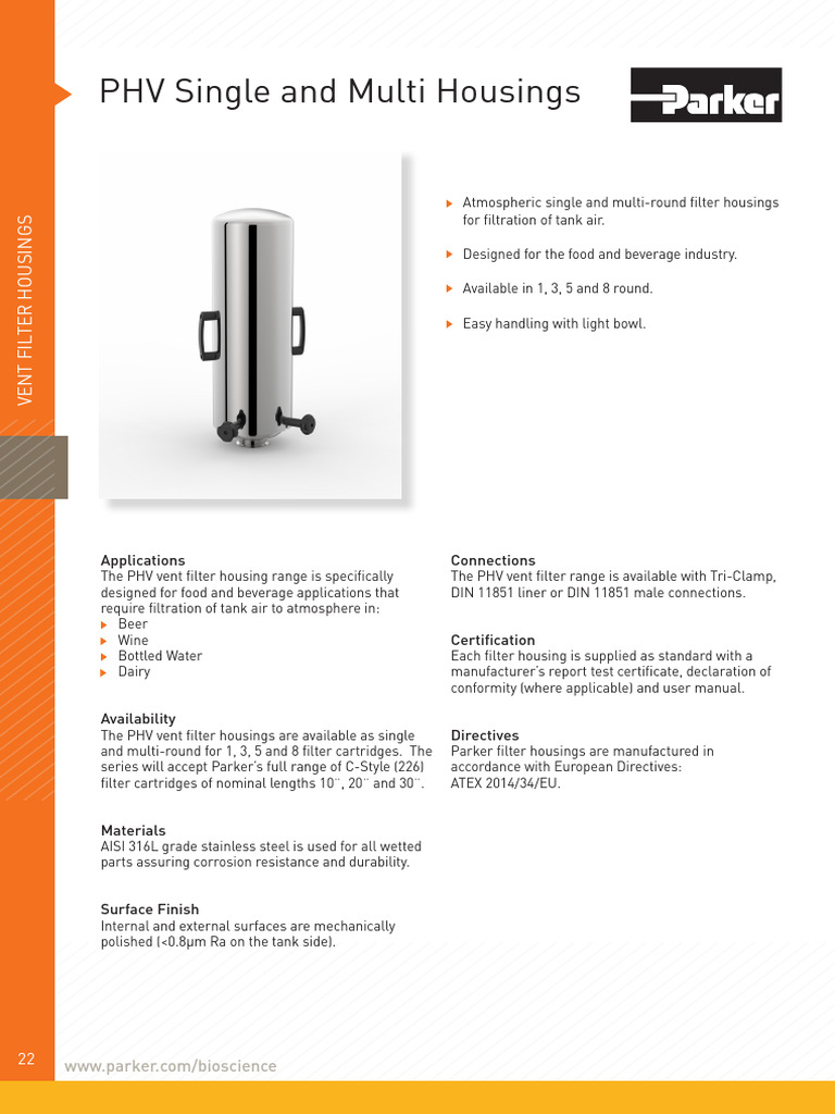 PHV Single and Multi Housings Datasheet Rev3 | PDF | Filtration | Secondary Sector Of The Economy