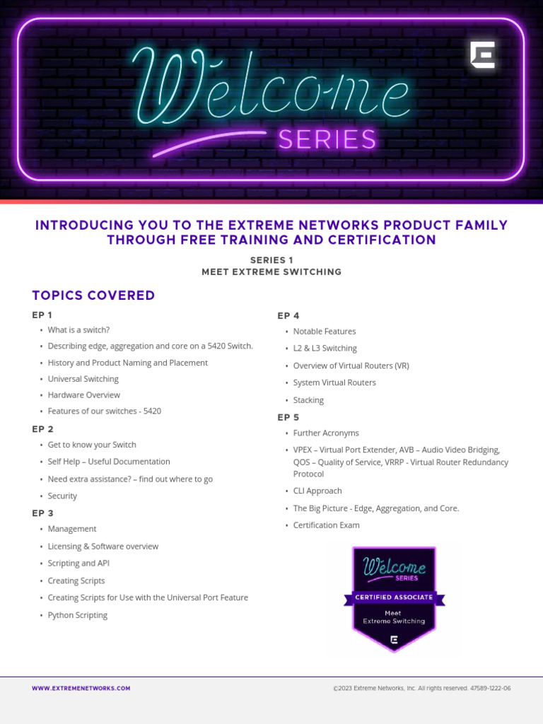 Welcome Series Meet Extreme Switching Course Overview | PDF