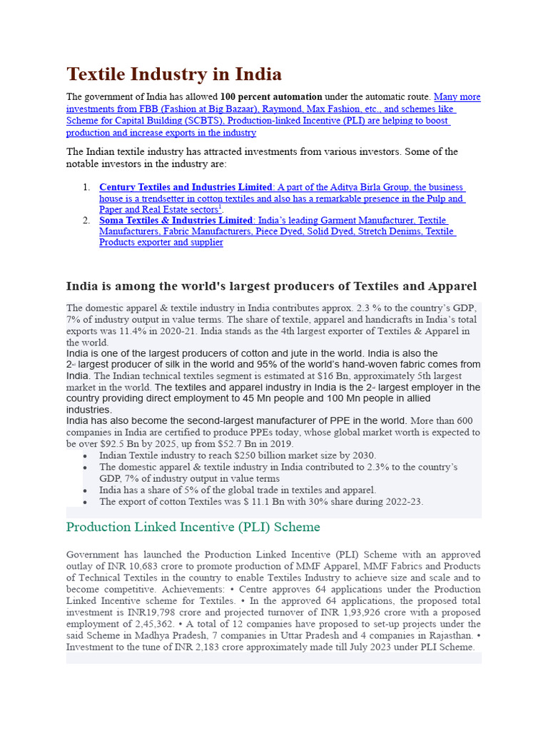Textile Industry | PDF | Textile Industry | Textiles