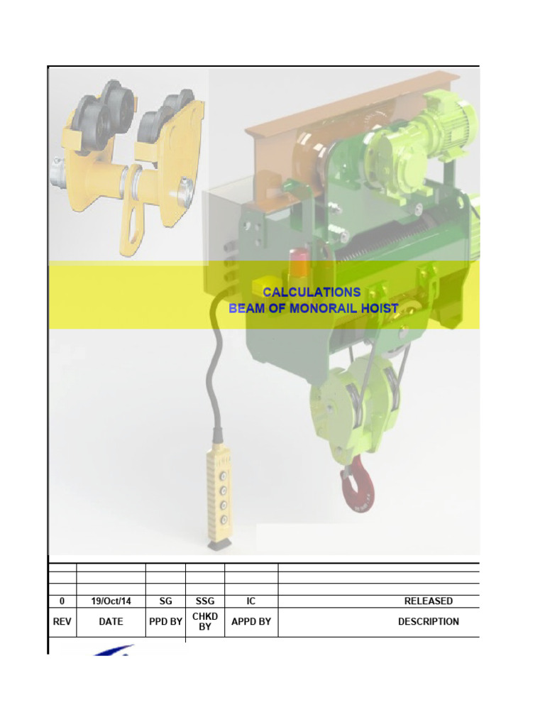 Monorail Hoist Beam Calculations | PDF