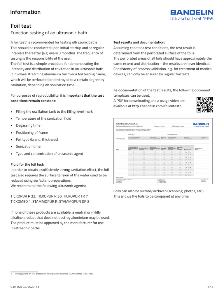 Foil Test GB BANDELIN | PDF