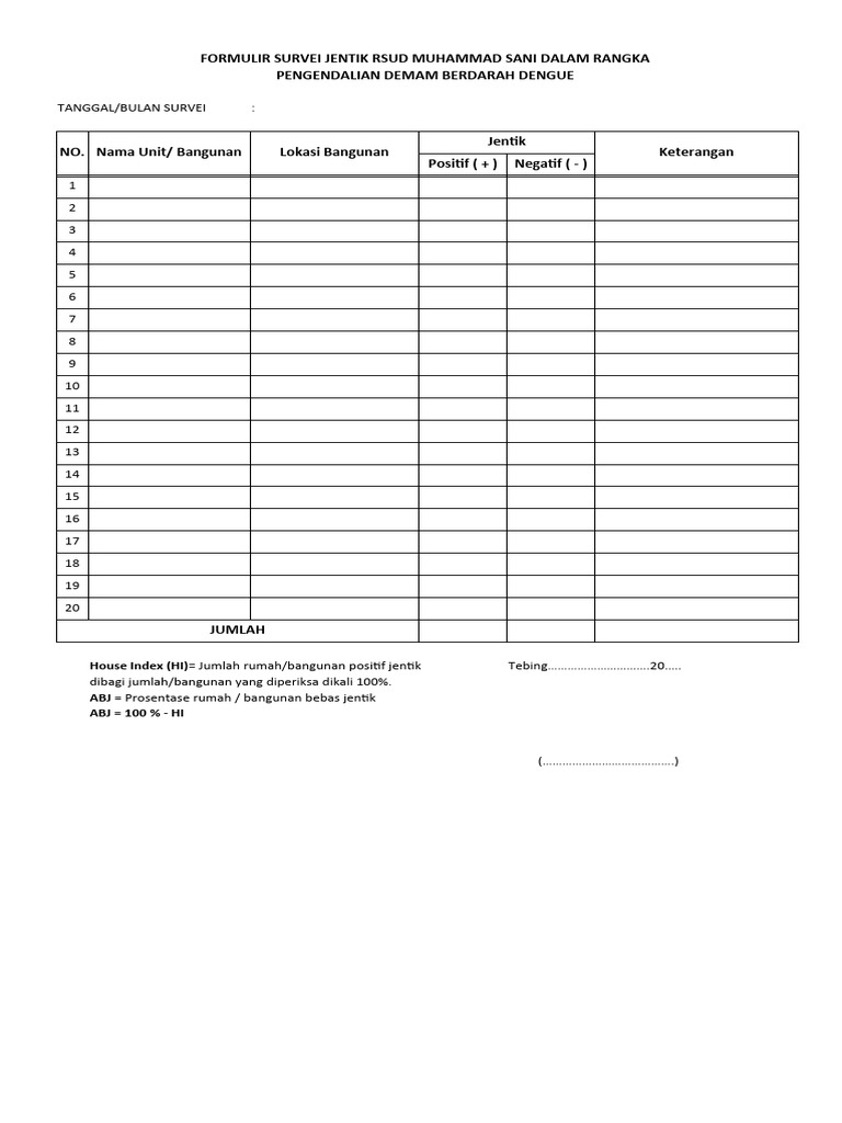 Format Survei Jentik 1 | PDF