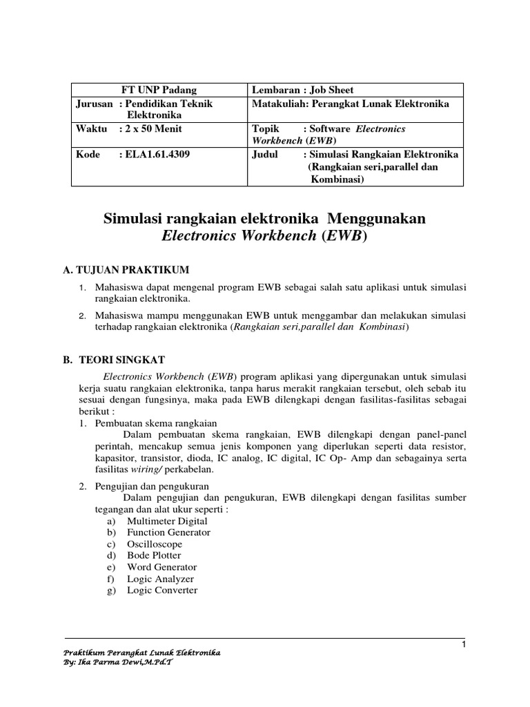 Simulasi Rangkaian Elektronika EWB | PDF
