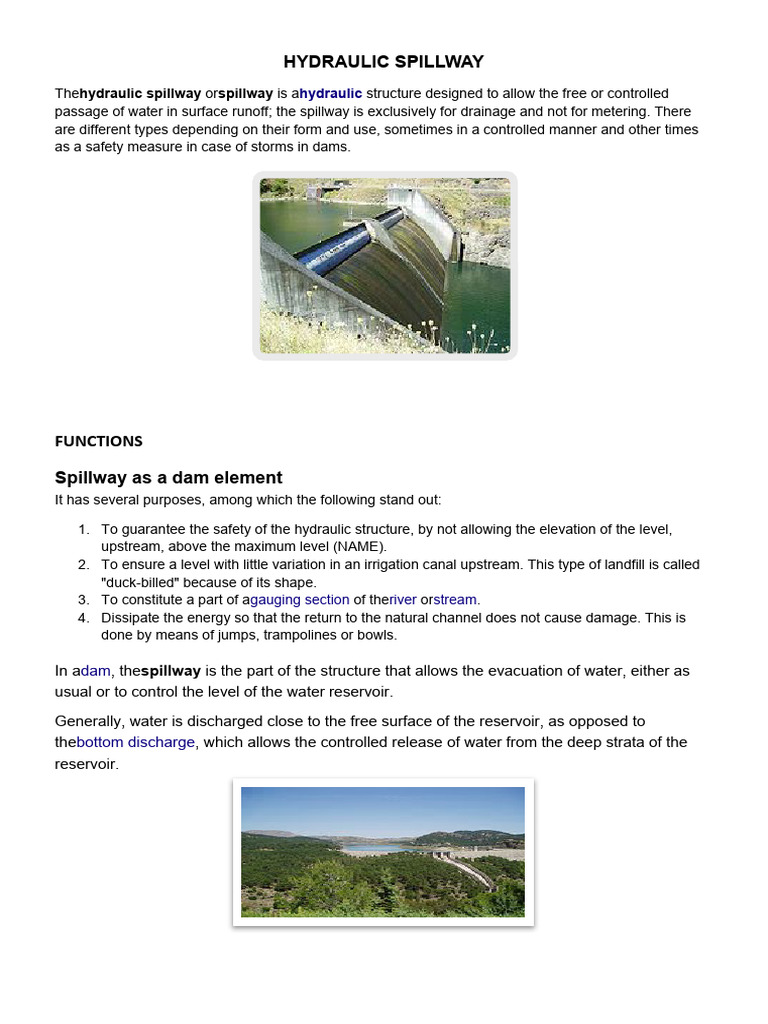 Hydraulic Spill | PDF | Spillway | Dam
