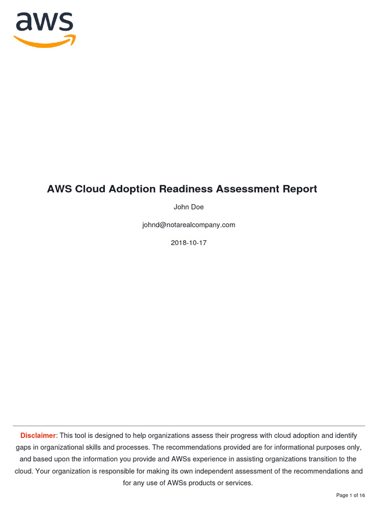 AWS Cloud Adoption Readiness Assessment Report | PDF | Cloud Computing | Amazon Web Services
