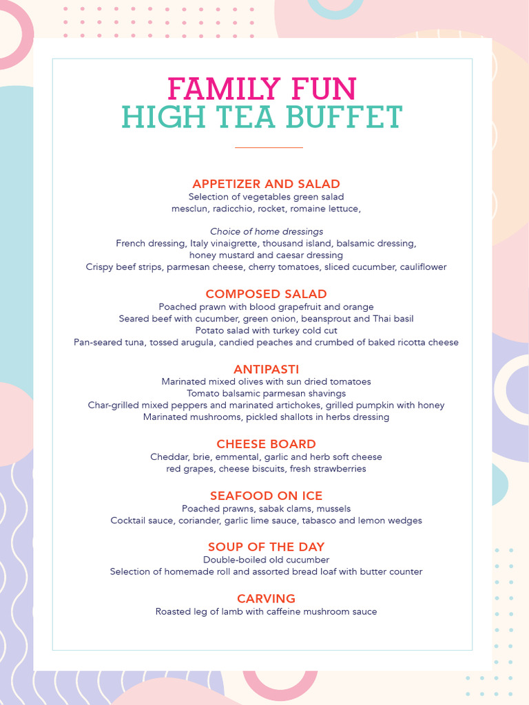 Menu 2022 Family Fun High Tea Buffet at Sedap Restaurant | PDF | Salad ...