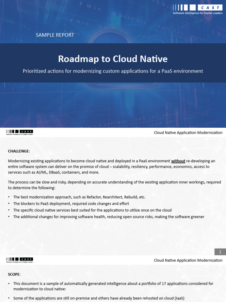 Cloud-Native-Roadmap Sample Report | PDF | Cloud Computing | Vulnerability (Computing)