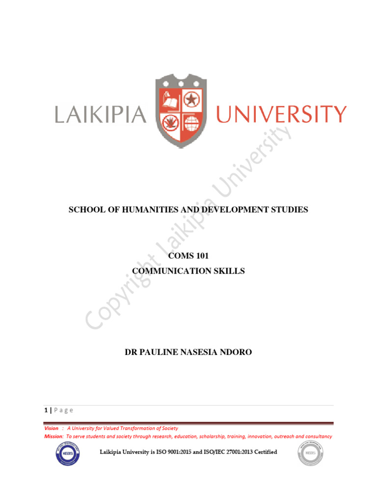 Comms 111-Communication Skills Module (1) - 1 | PDF | Communication ...