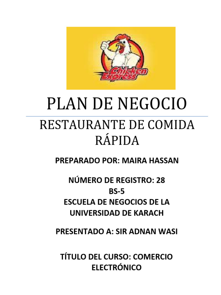 Plan de Negocios de Restaurante de Comida Rápida | PDF | Marketing | Marca