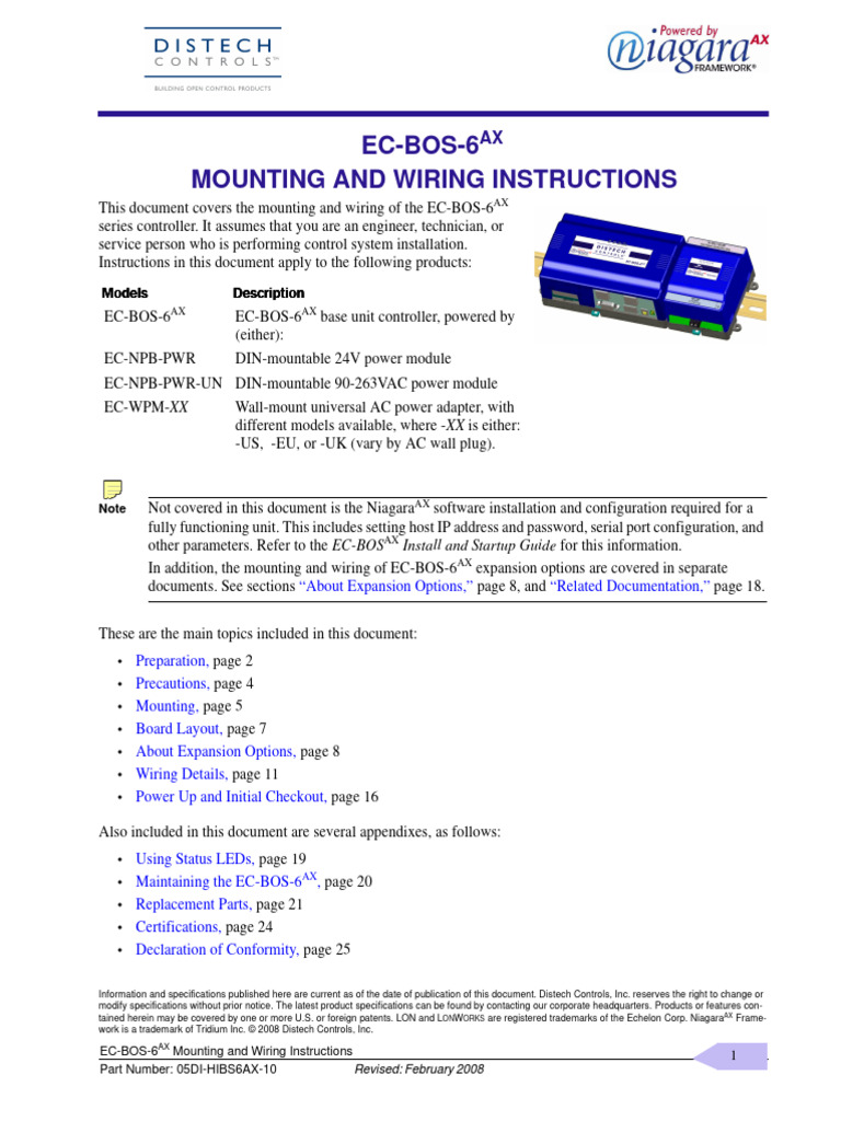 EC-BOS-6ax Mounting Wiring | PDF