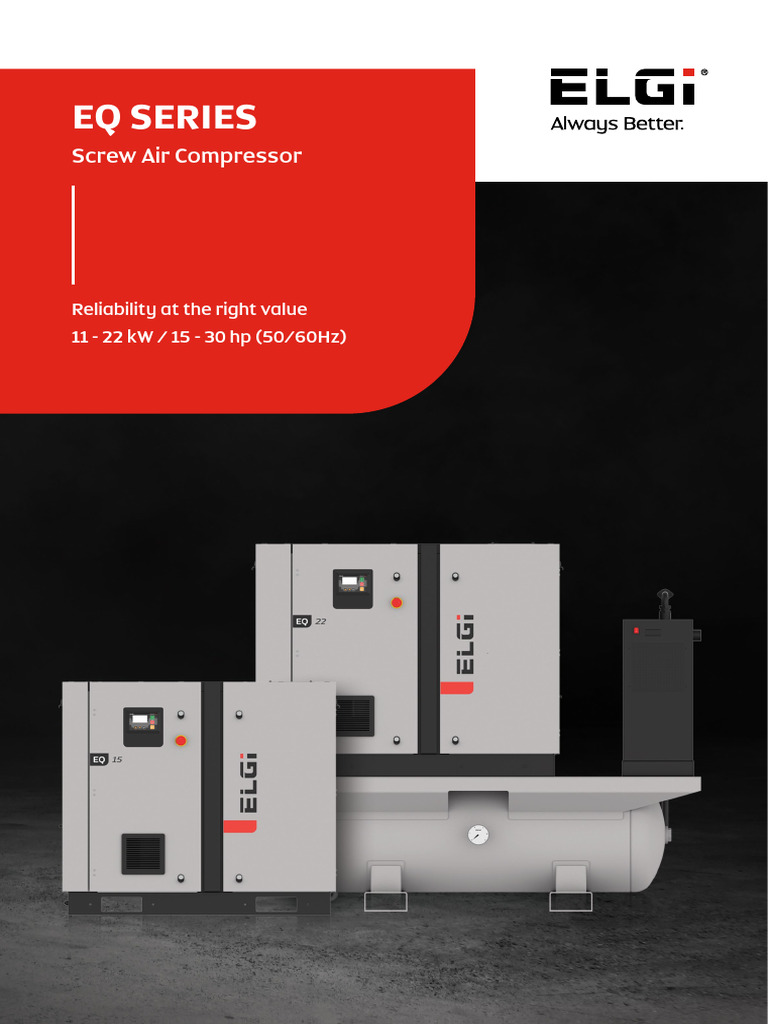 ELGi EQ Series Screw Compressors Overview | PDF | Mechanical Engineering | Manufactured Goods