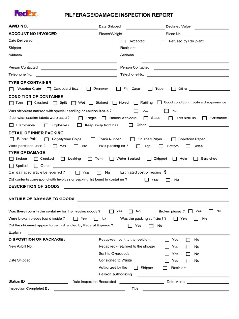 Damage Report Form-2 | PDF