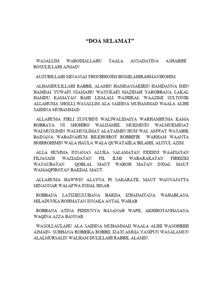 Doa Selamat | PDF