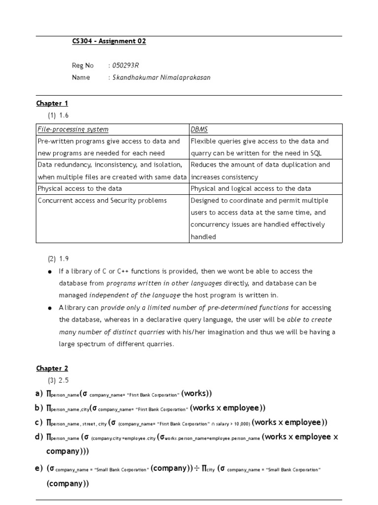 CS304 Assignment 02: DBMS Overview | PDF