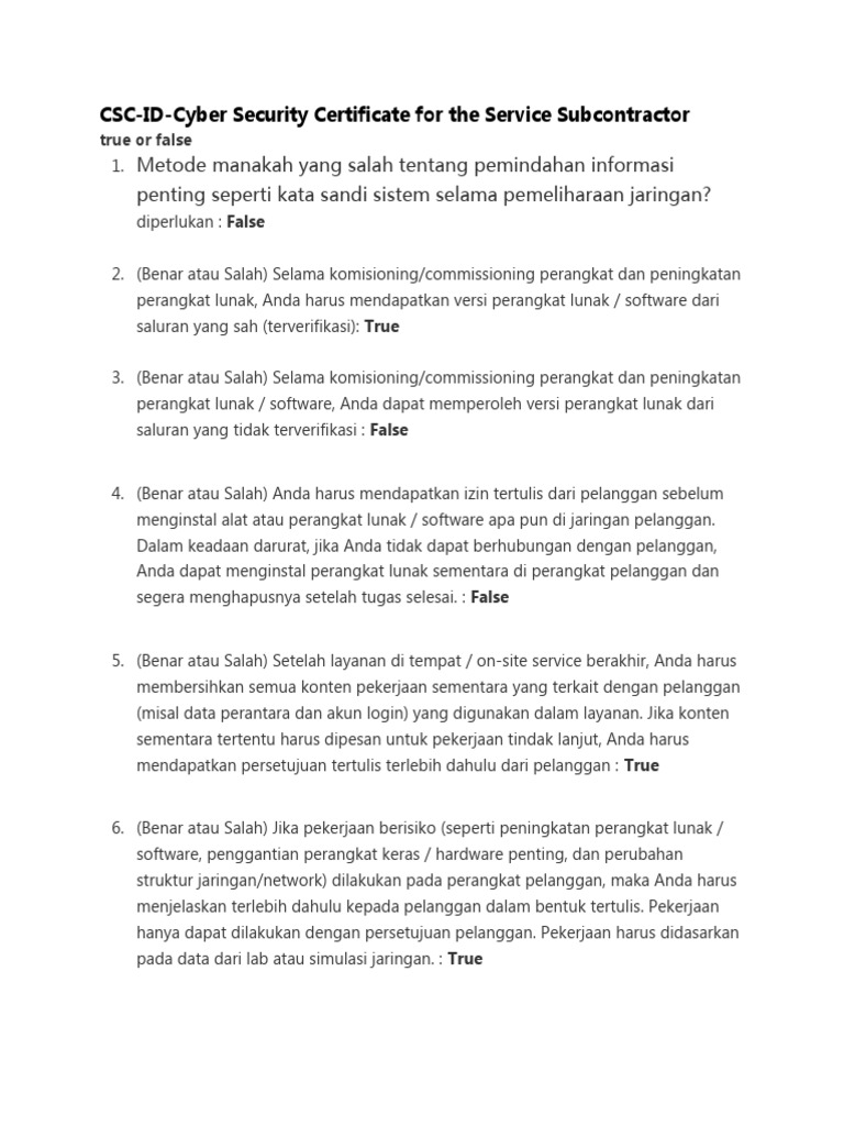 CSC-ID-Cyber Security Certificate Answer | PDF