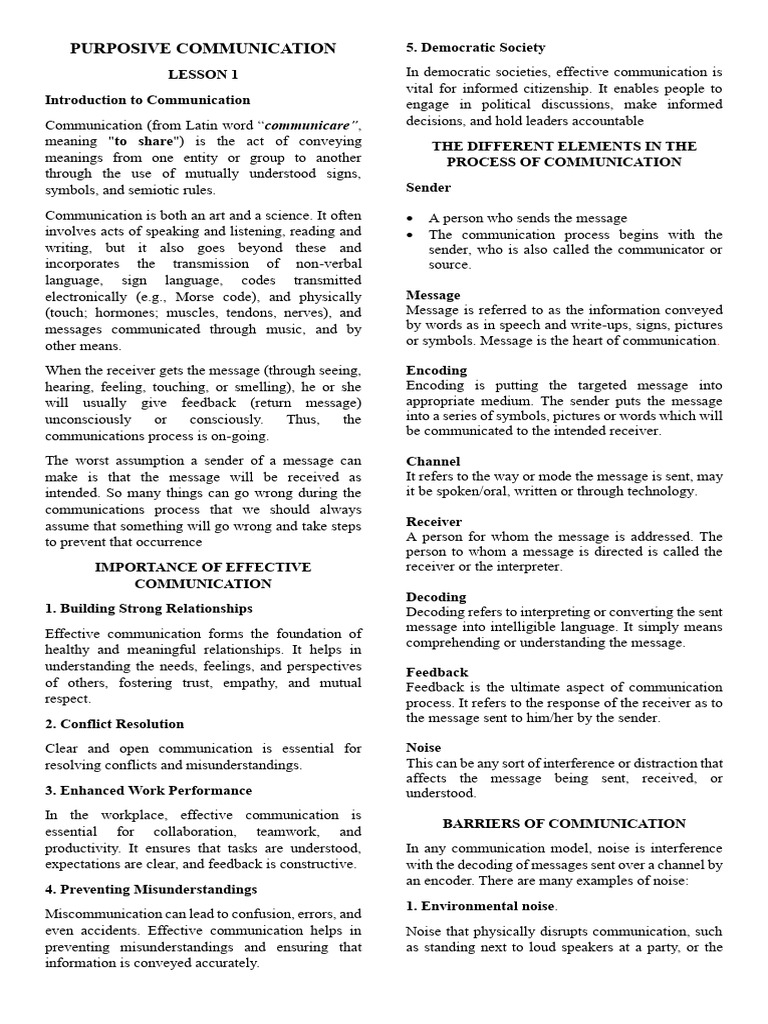 PurCom - Module 1 | PDF | Communication | Nonverbal Communication