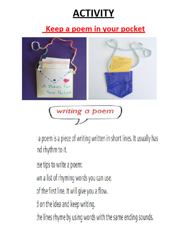 Keep A Poem in Your Pocket ACTIVITY | PDF
