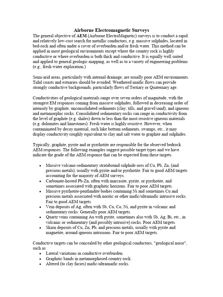 Airborne Electromagnetic Surveys | PDF | Inductor | Rock (Geology)