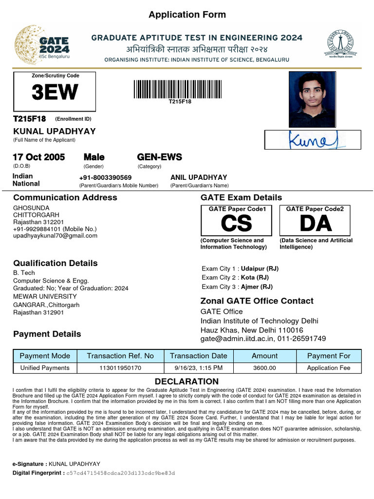 T215 F18 Application Form | PDF