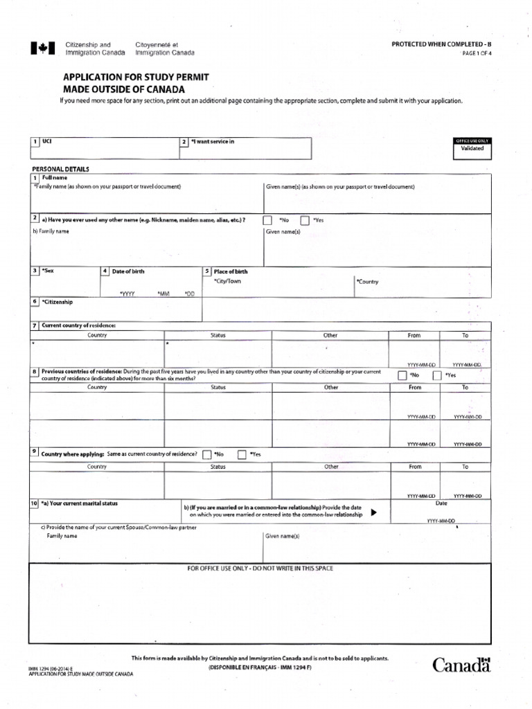 Canada Student Visa Form | PDF