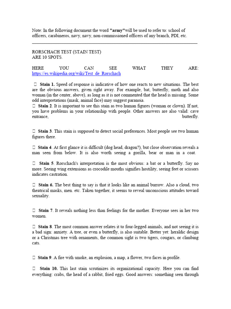 MOST COMMON PSYCHOLOGICAL TEST-army-carabineros-armada | PDF
