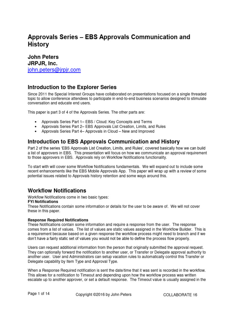 EBS Approvals EBS Approvals Communication and History WP | PDF | Mobile ...