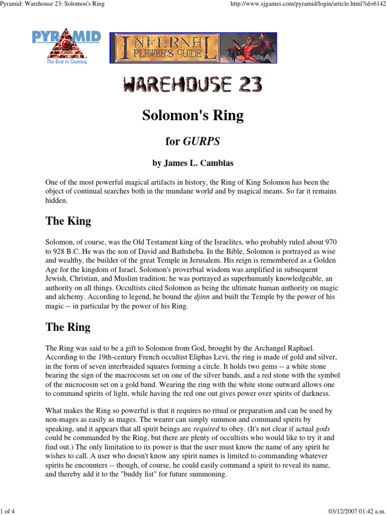 Pyramid - Warehouse 23 - Solomon's Ring | PDF | Solomons
