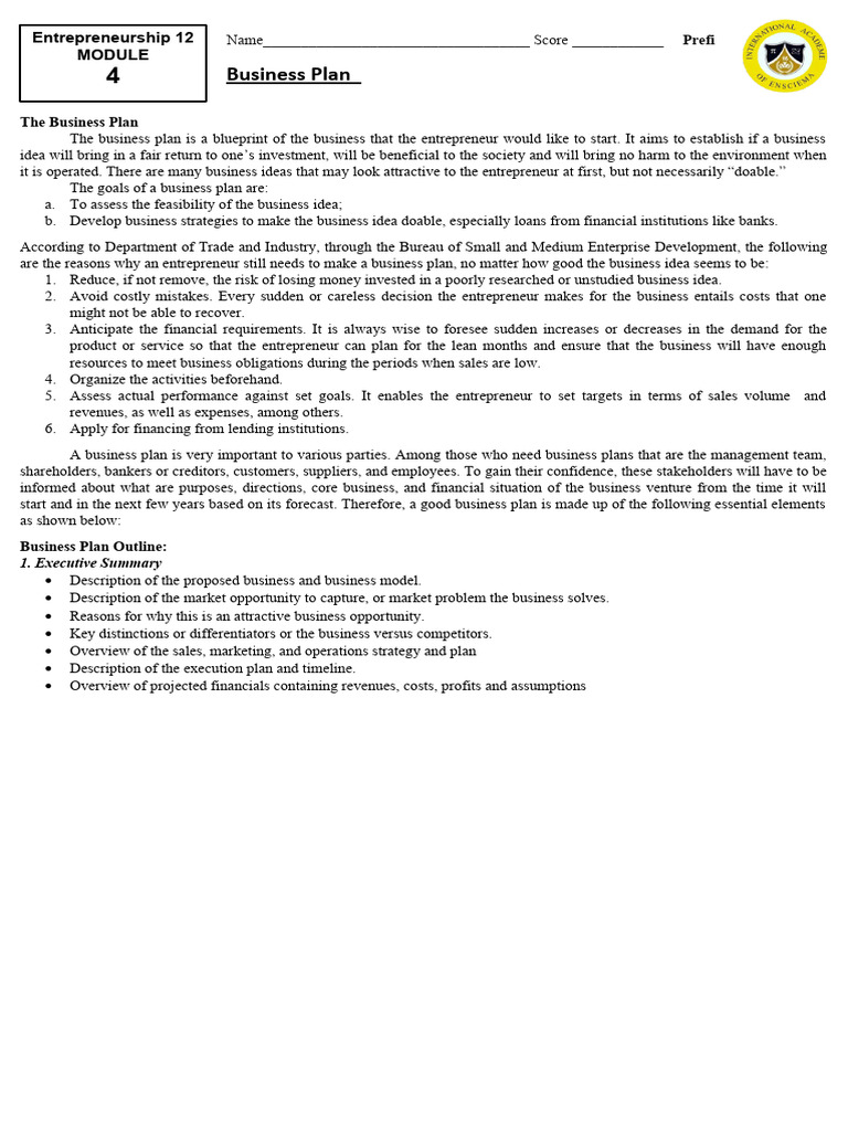 Module 4 - Business Plan | PDF